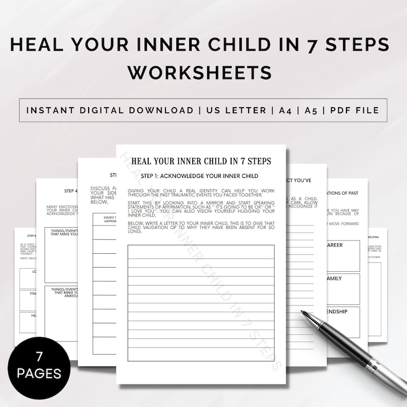 Inner Child Worksheets Printable, Inner Child Workbook, Inner Child ...