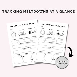 Meltdown Tracker, Sensory Processing, Autism Spectrum, ADHD, Learning ...