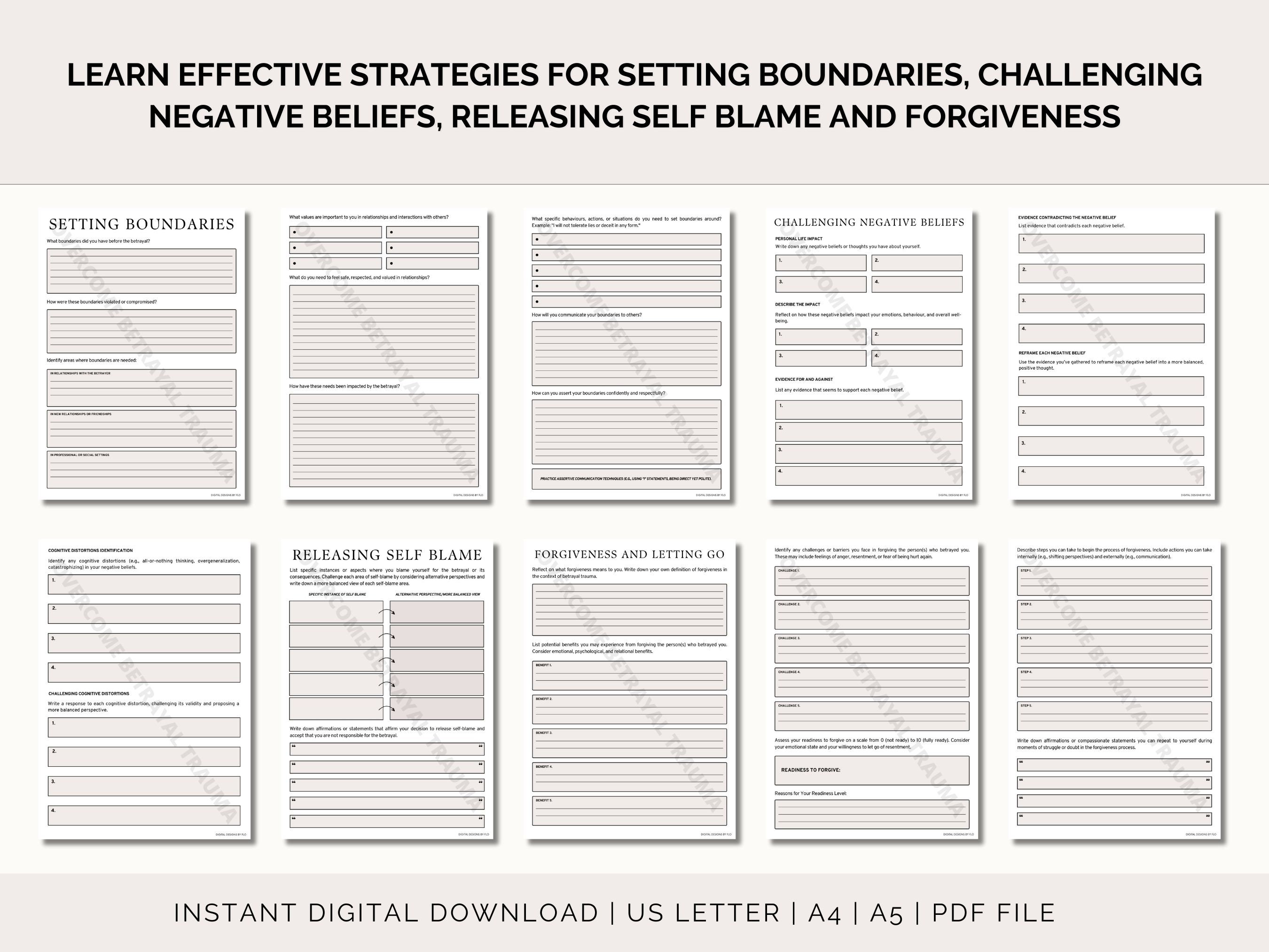 Betrayal Trauma Workbook Printable, Trauma Healing Journal, Therapy ...