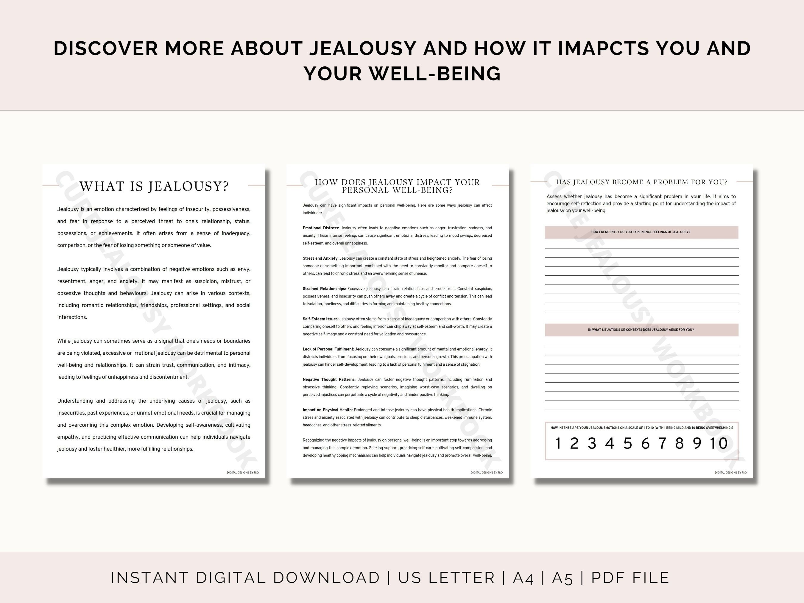 Cure Jealousy Workbook, Jealousy Processing Prompts, Competition ...