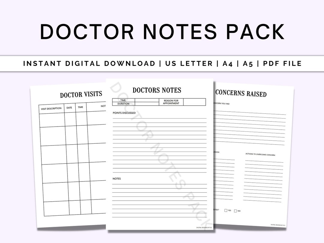 Printable Doctor Visit Note Sheets, Medical Notes, Doctor Appointments ...