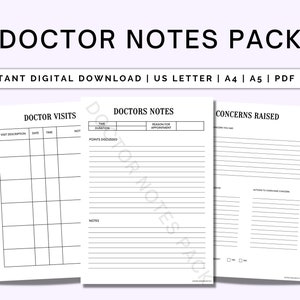 Printable Doctor Visit Note Sheets, Medical Notes, Doctor Appointments ...