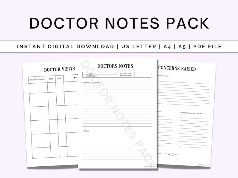 Printable Doctor Visit Note Sheets, Medical Notes, Doctor Appointments ...
