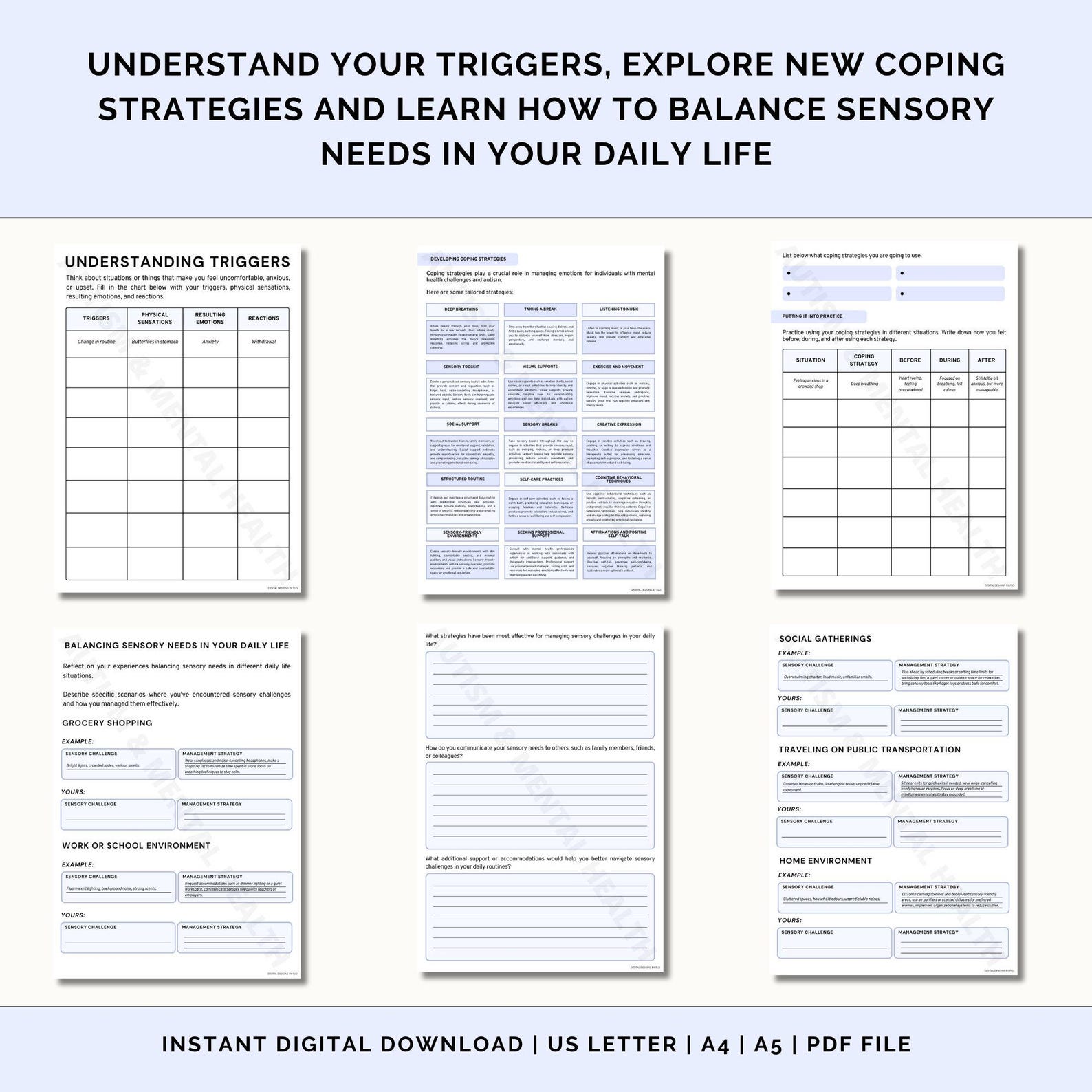 Workbook for Autism and Mental Health, Sensory Journal, Neurodivergent ...