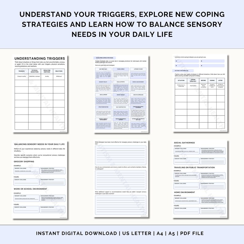 Workbook for Autism and Mental Health, Sensory Journal, Neurodivergent ...