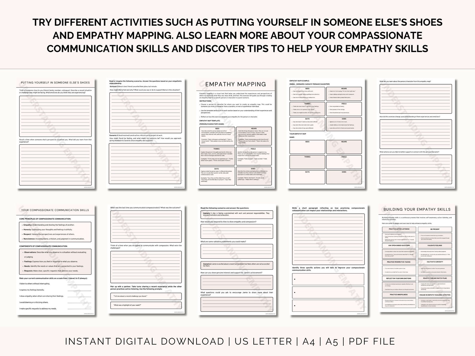 Empathy Activity Workbook, Relationship Building, Empathy Skills ...