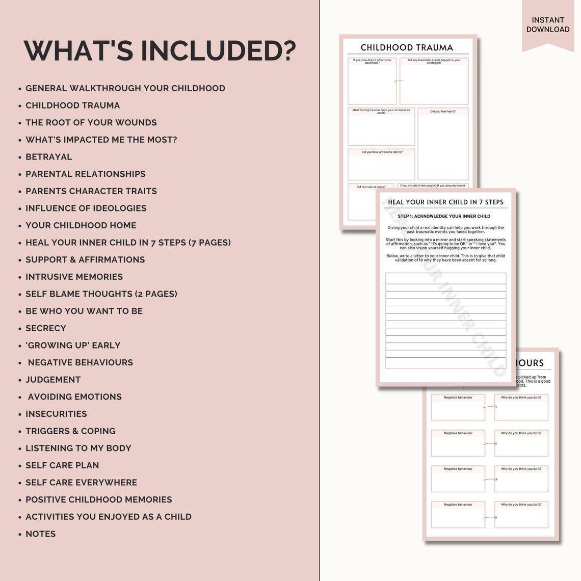 Inner Child Workbook Printable, Inner Child Healing, Therapy Resources ...