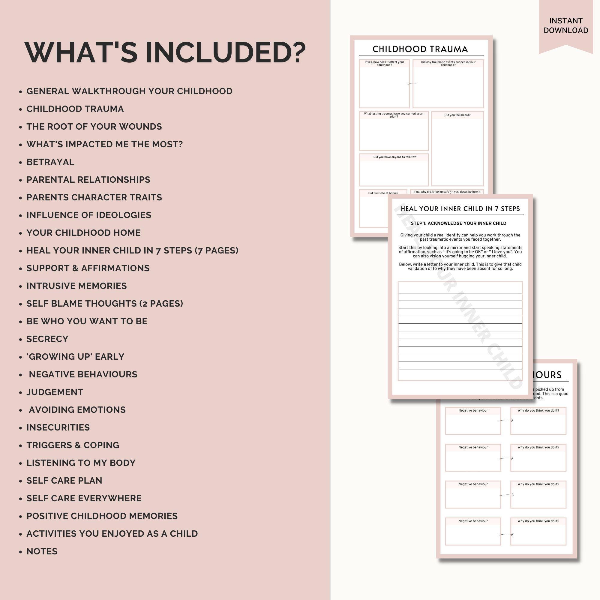 Inner Child Workbook Printable, Inner Child Healing, Therapy Resources ...