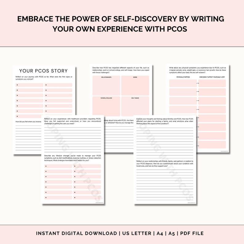 Printable PCOS Journal, PCOS Symptoms Tracker, Self Care Planner ...