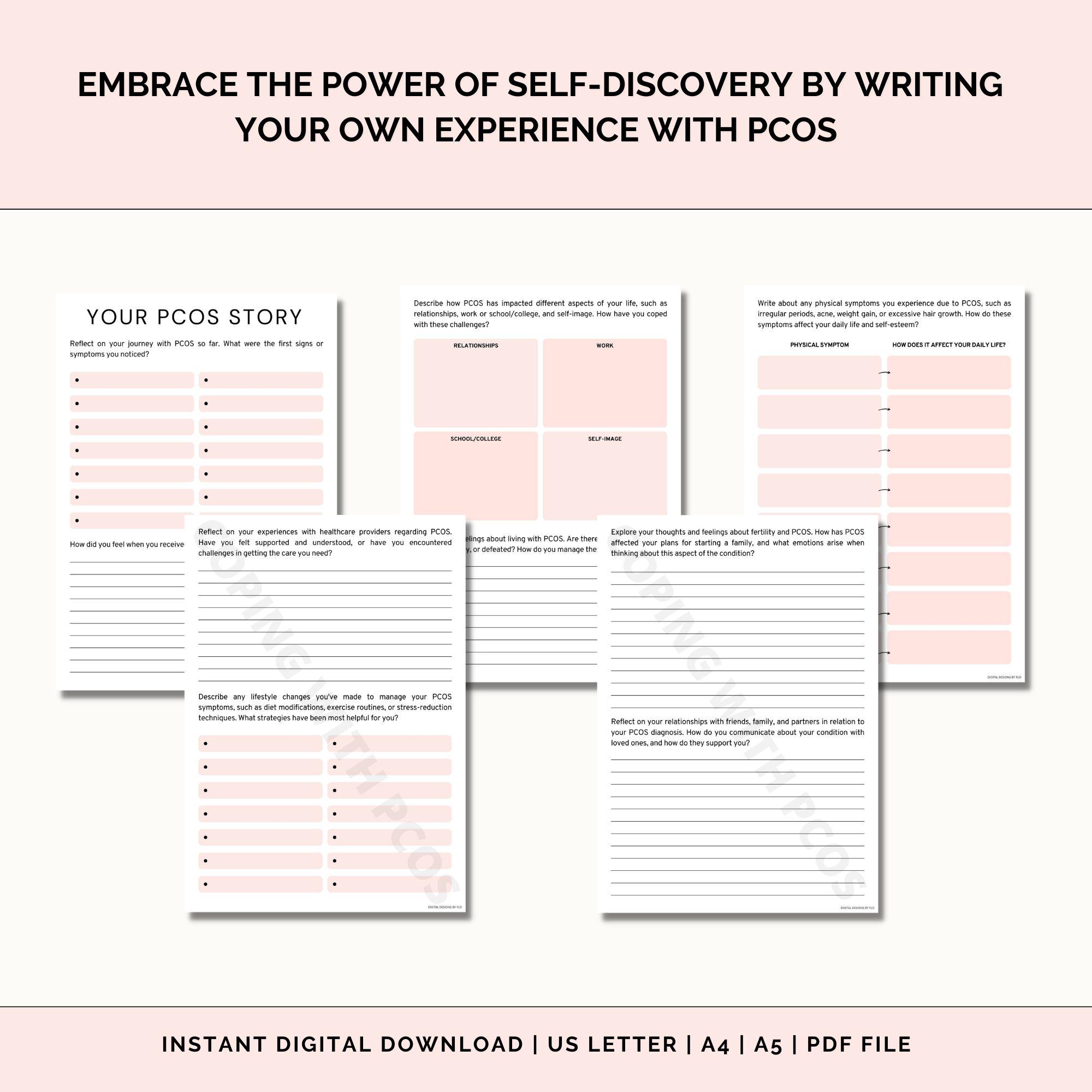 Printable PCOS Journal, PCOS Symptoms Tracker, Self Care Planner ...