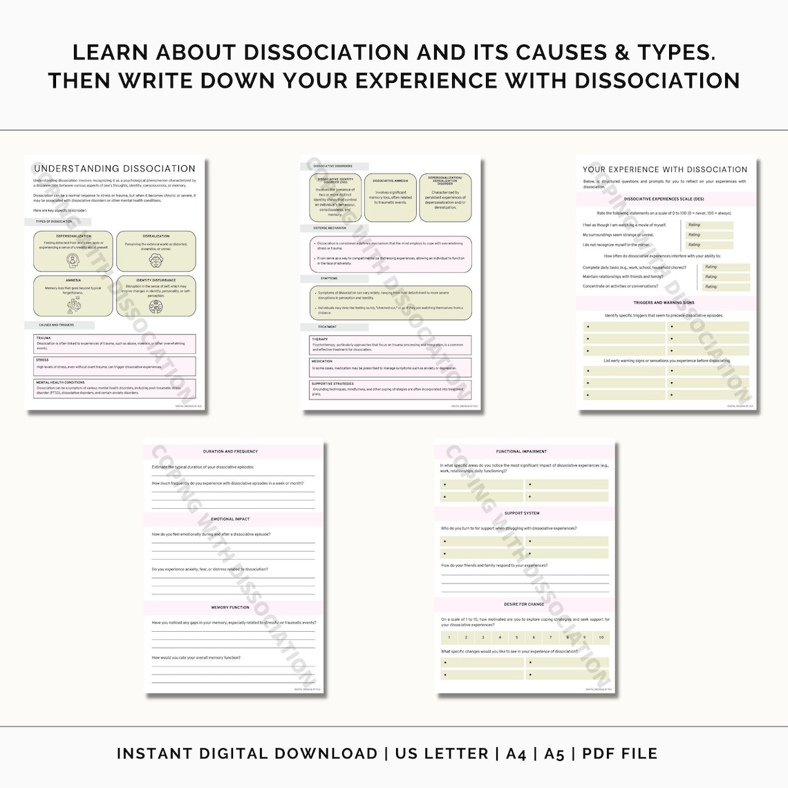 Printable Dissociation Journal, Dissociative Disorders, Trauma Therapy ...