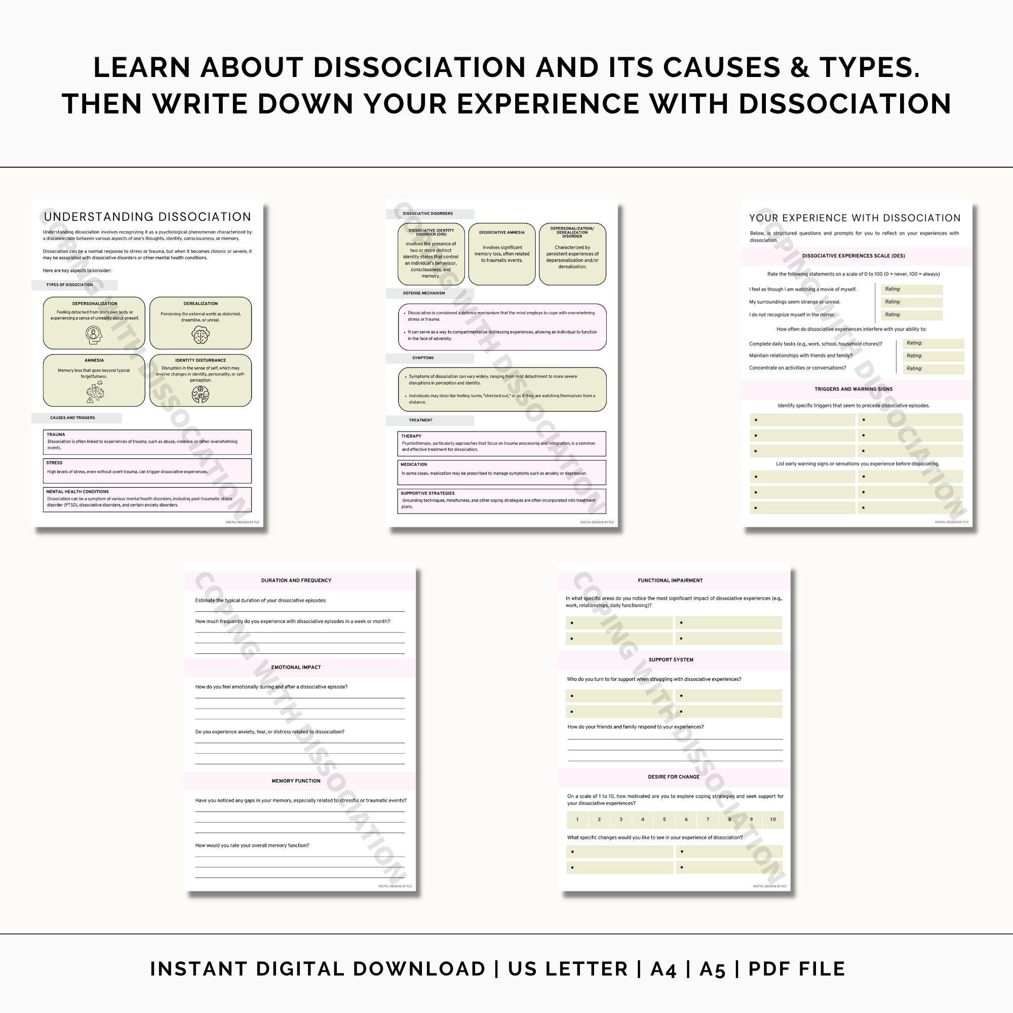 Printable Dissociation Journal, Dissociative Disorders, Trauma Therapy ...