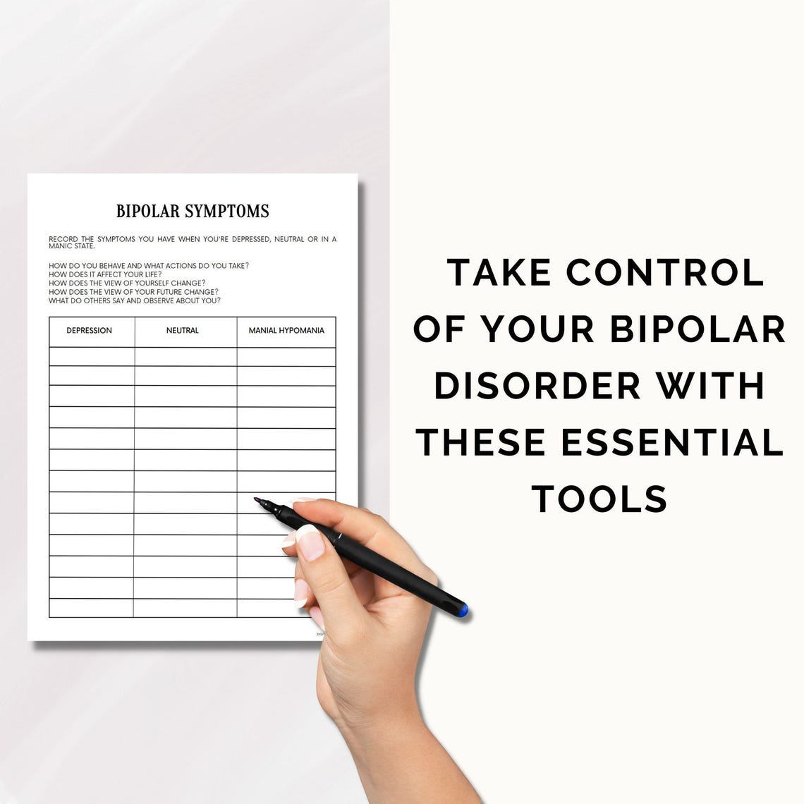 Bipolar Therapy Worksheets, Bipolar Journal Printable, Bipolar Disorder ...