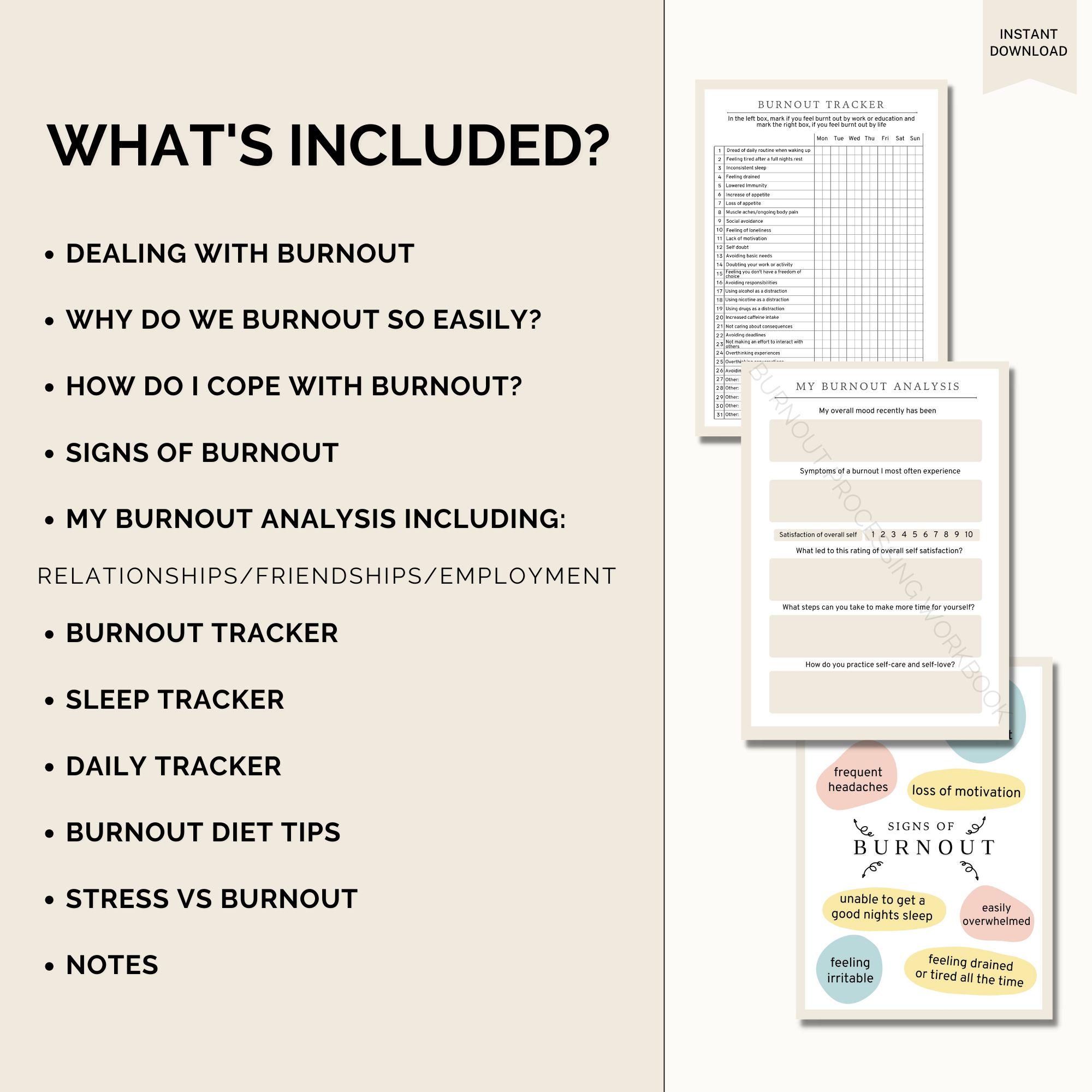 Burnout Journal Printable, Burnout Workbook, Stress Management, Burnout ...