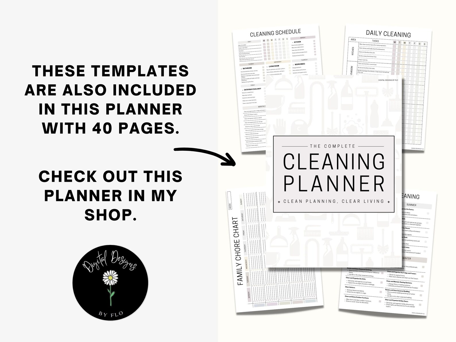 Cleaning Checklist, Printable Room by Room Cleaning Cards, Cleaning ...