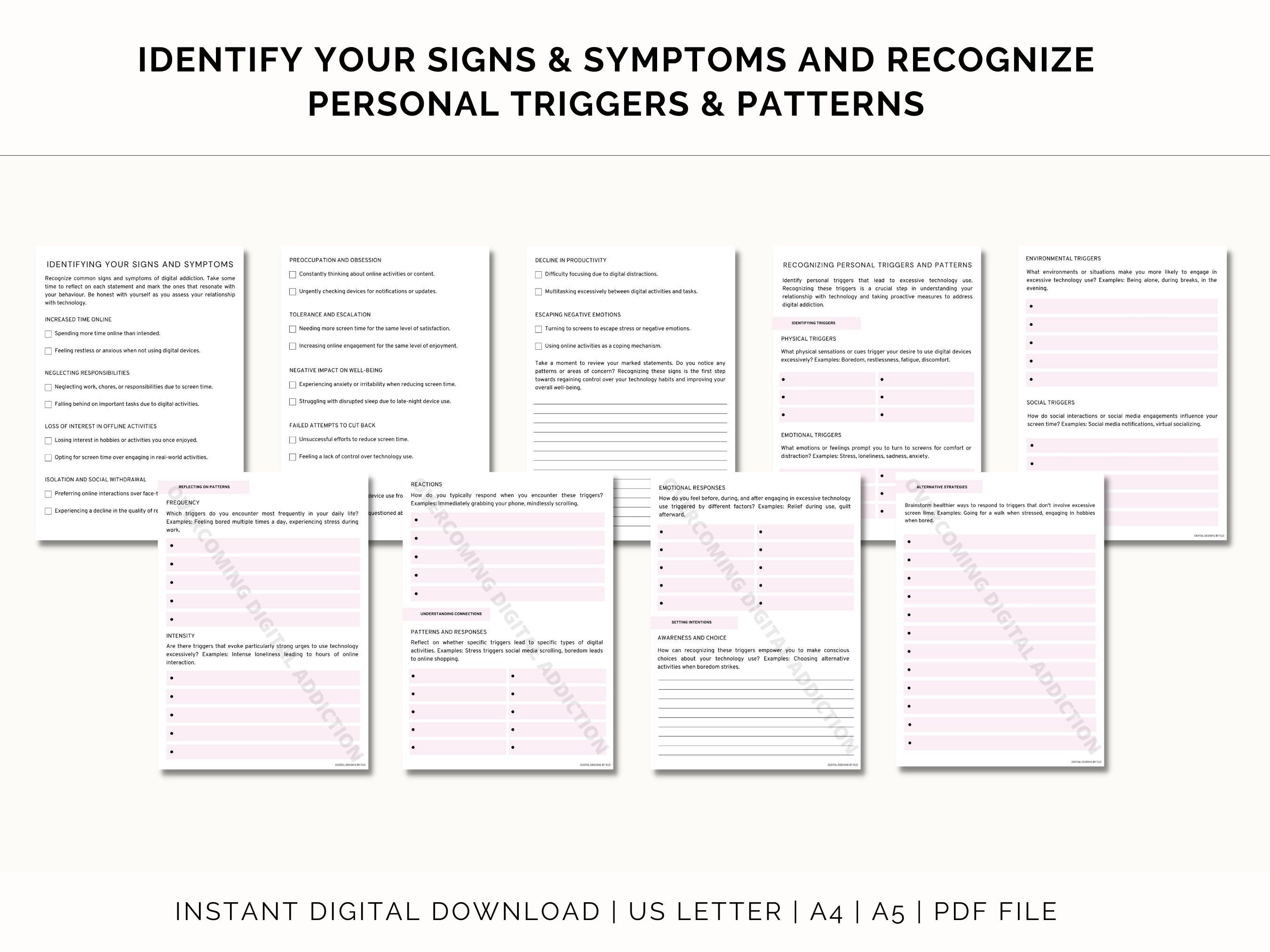 Overcoming Digital Addiction Worksheets, Screen Time Addiction ...