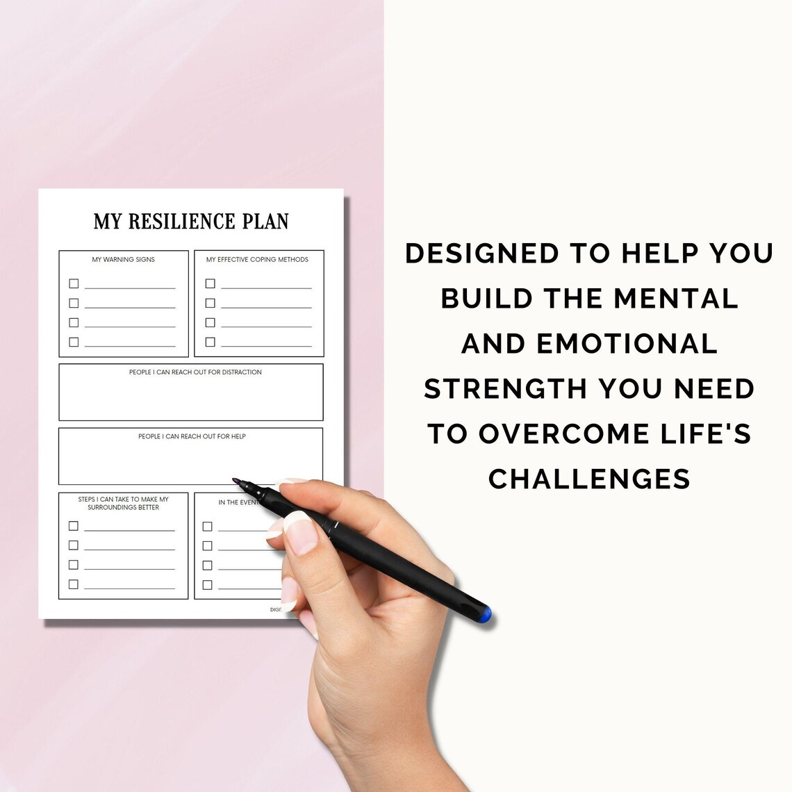 Resilience Plan Template, Trauma Therapy, Trauma Journal, PTSD Journal ...