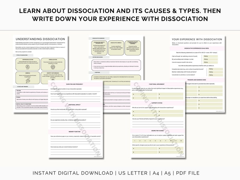 Printable Dissociation Journal, Dissociative Disorders, Trauma Therapy ...