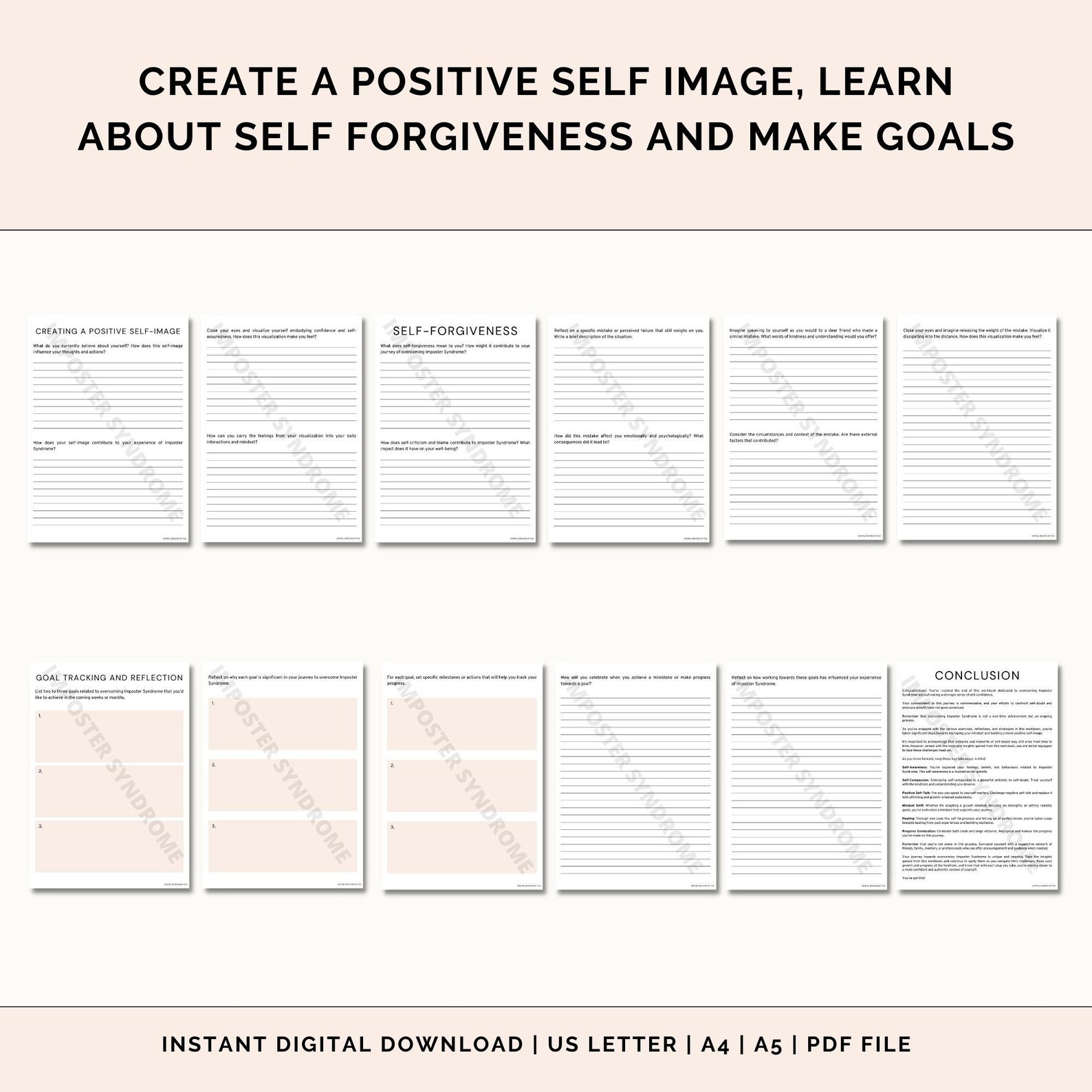 Imposter Syndrome Worksheets, Self Sabotage Workbook, Overcome ...