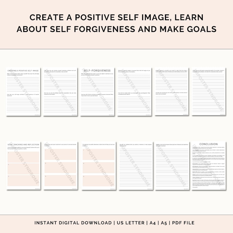 Imposter Syndrome Worksheets, Self Sabotage Workbook, Overcome ...