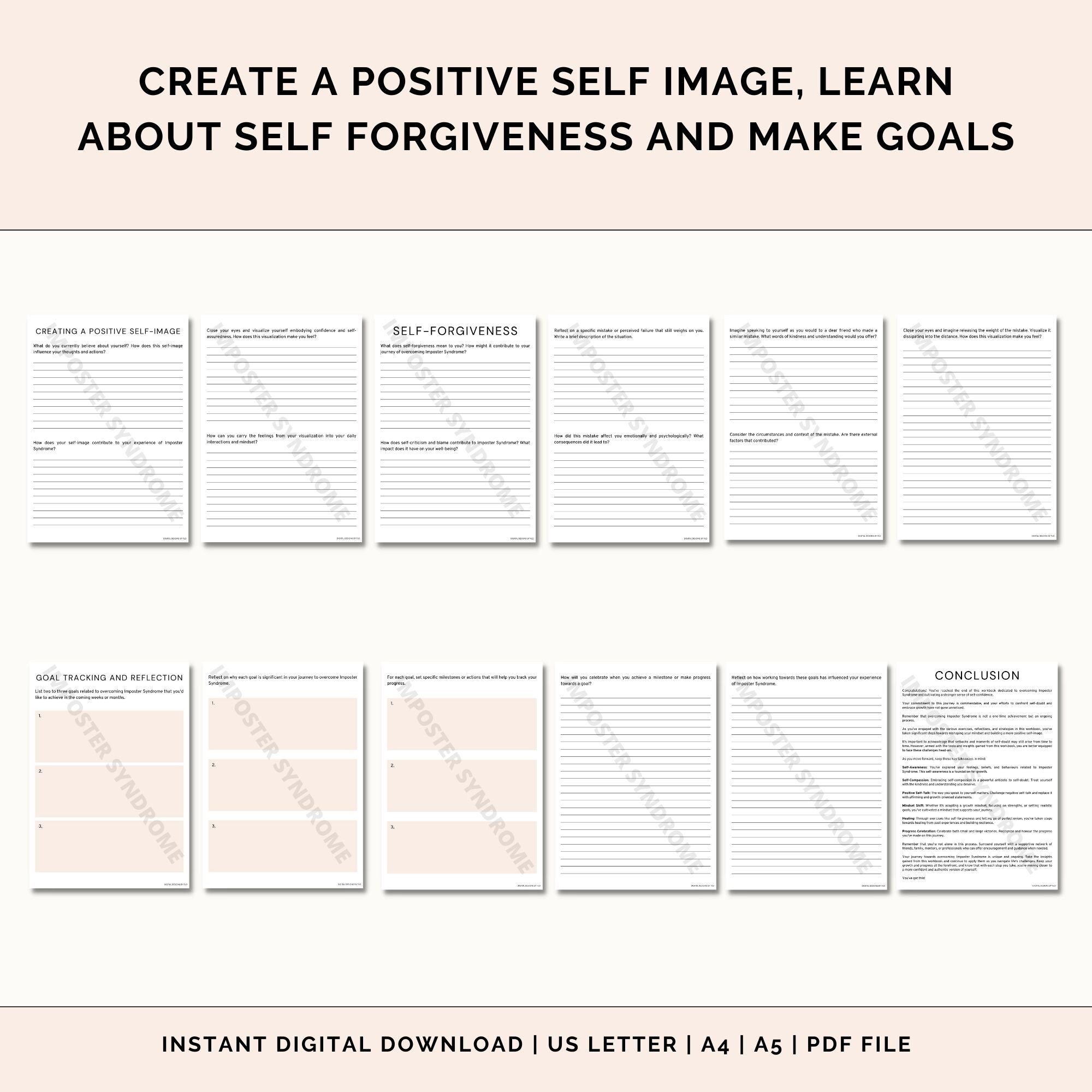 Imposter Syndrome Worksheets, Self Sabotage Workbook, Overcome ...