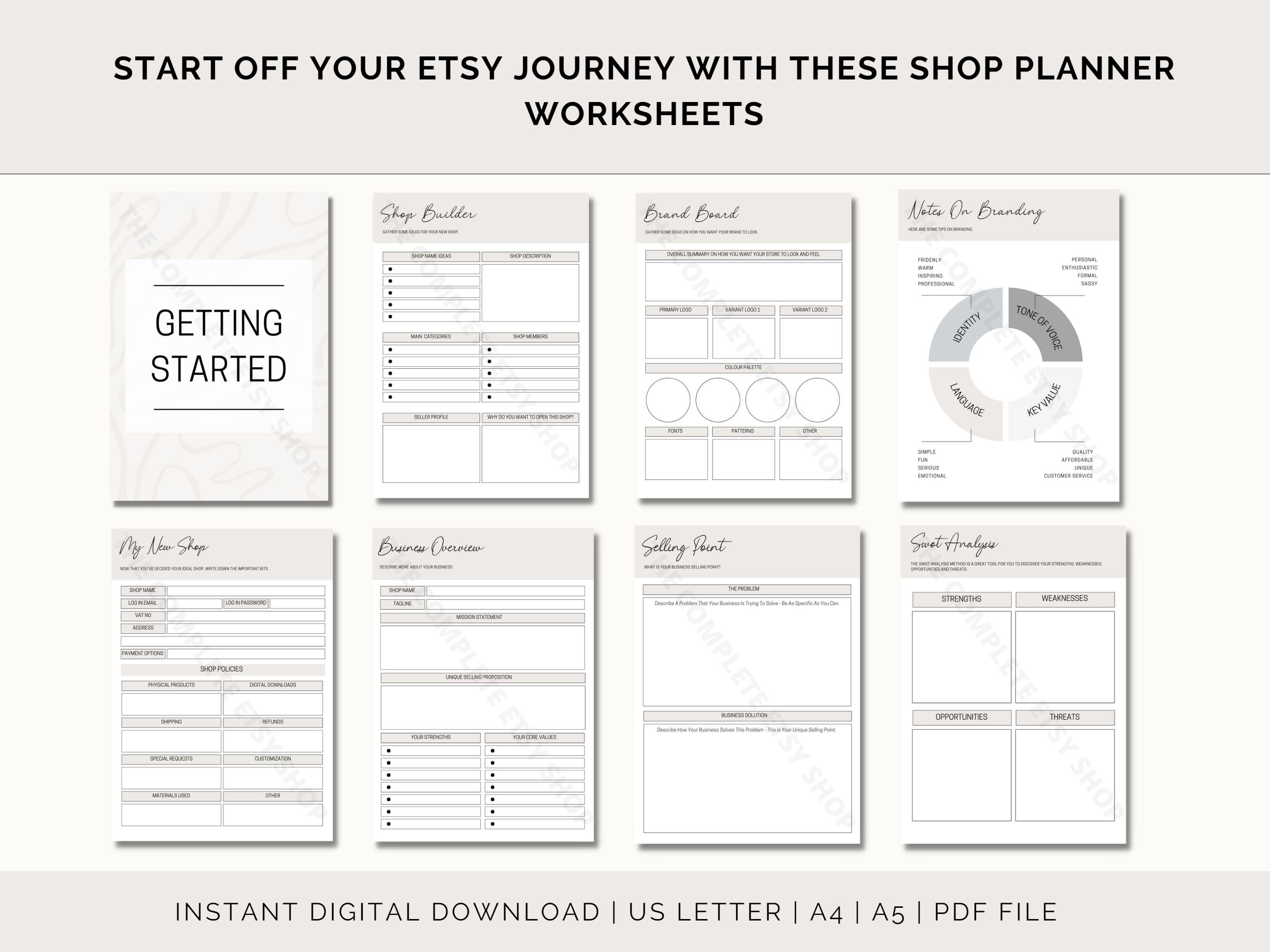 Etsy Shop Planner Printable, Etsy Business Plan, Etsy Seller Planner ...