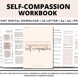Self-compassion Workbook Printable, Self Care Journal, Therapy ...