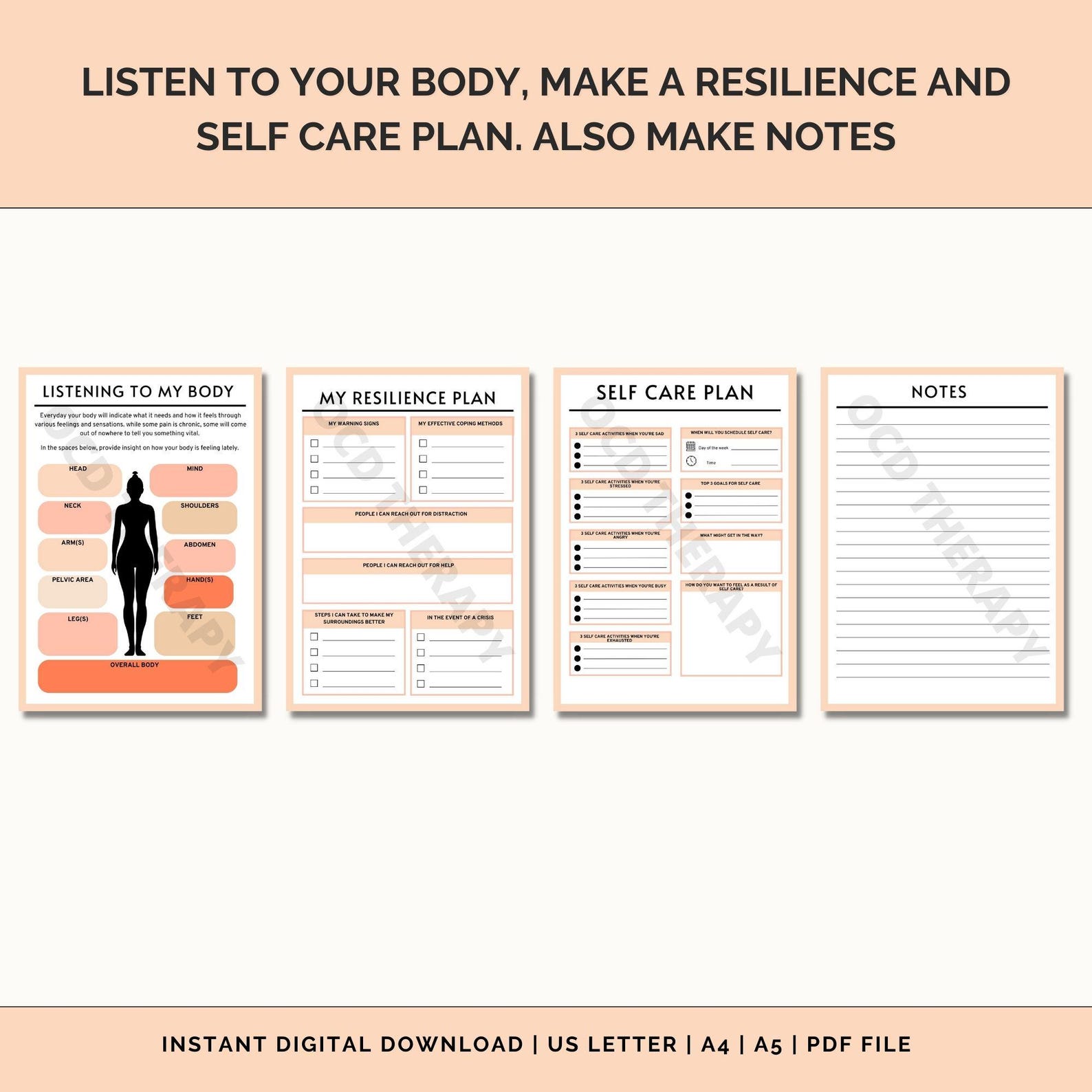 OCD Workbook, OCD Therapy Planner Printable, Obsessive Compulsive ...