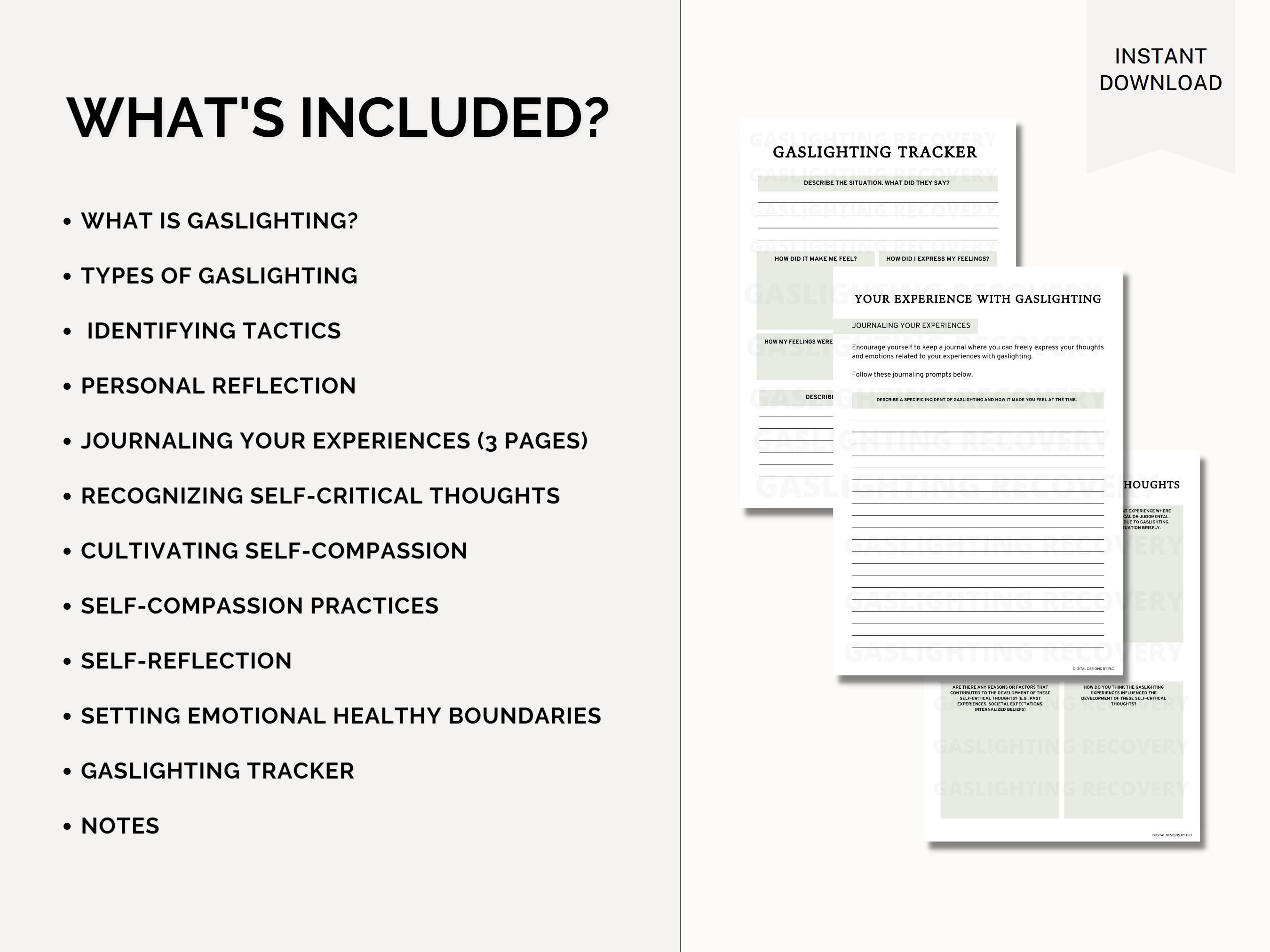 Gaslighting Recovery Workbook, Setting Boundaries, Boundaries Journal ...