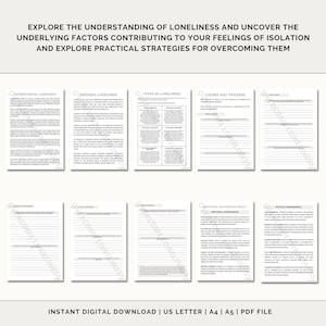 Overcome Loneliness Workbook Printable, Dealing With Loneliness, People ...