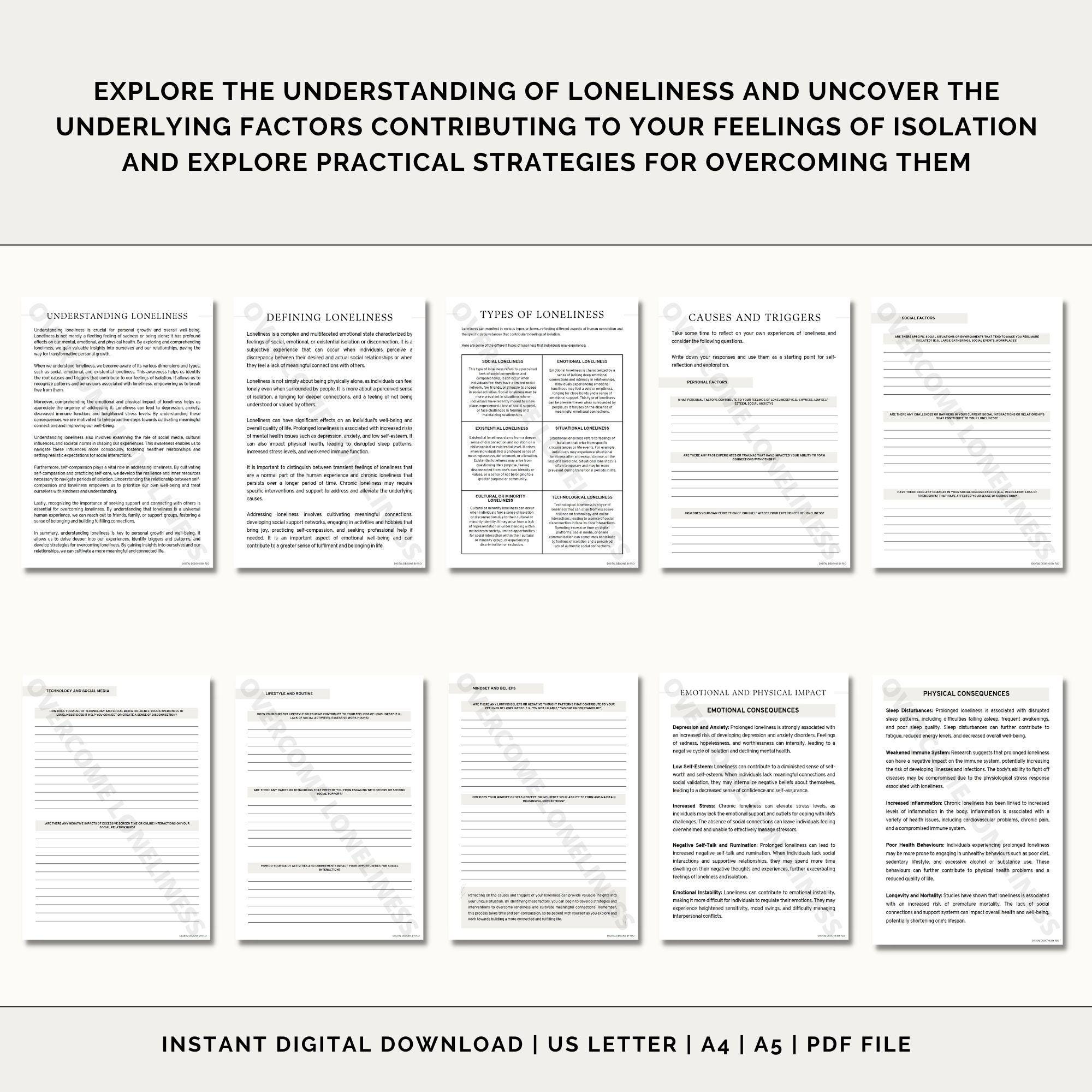 Overcome Loneliness Workbook Printable, Dealing With Loneliness, People ... Overcome Loneliness Workbook Printable, Dealing With Loneliness, People ...