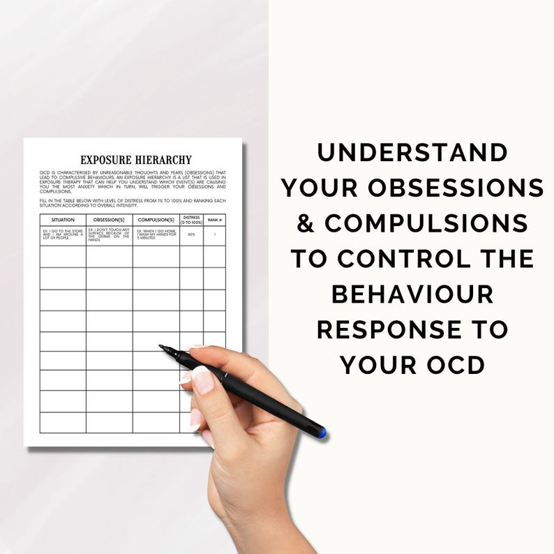 ERP Worksheets, OCD Worksheets, OCD Workbook, Exposure Therapy ...