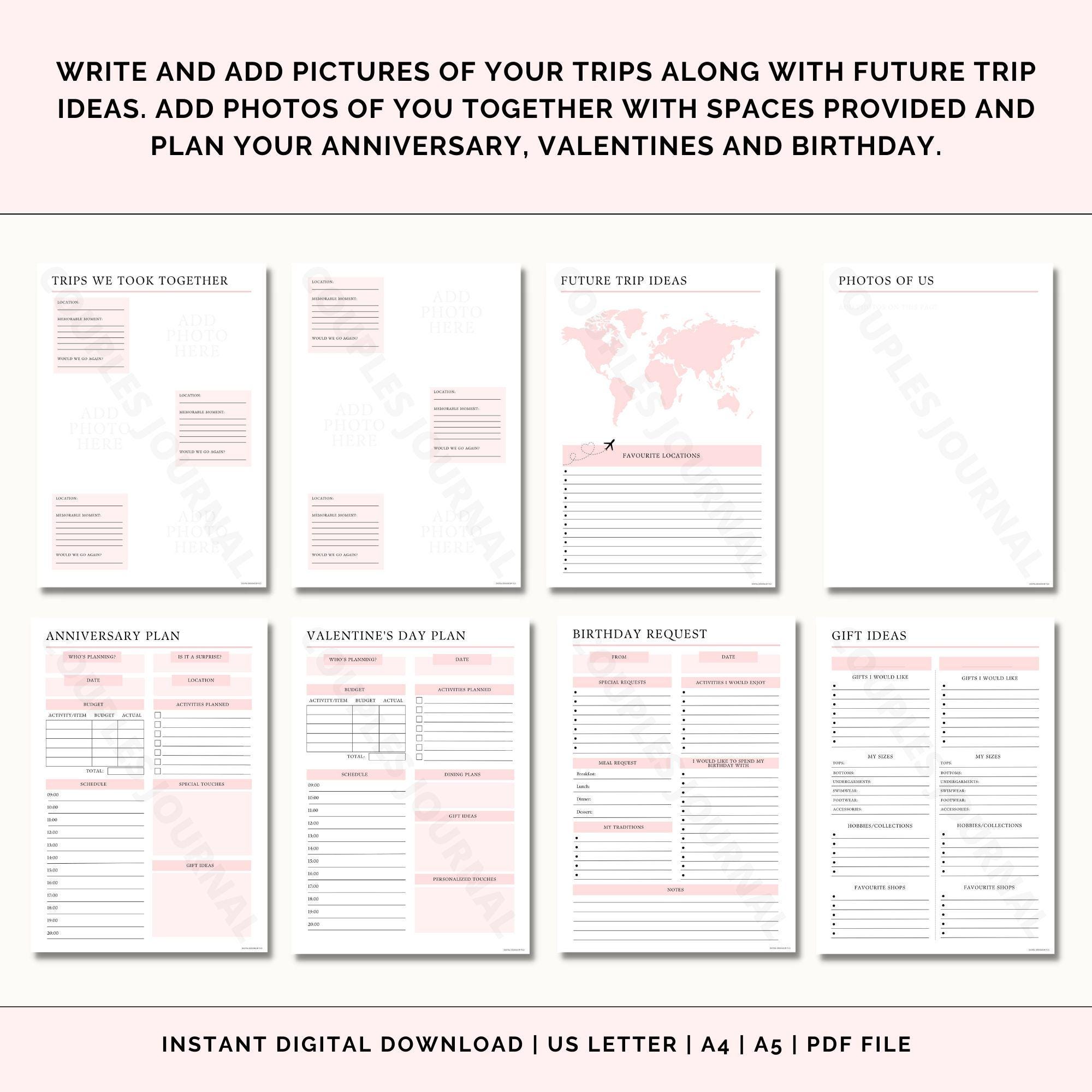 Printable Couple Journal, Relationship Planner, Relationship Goals ...