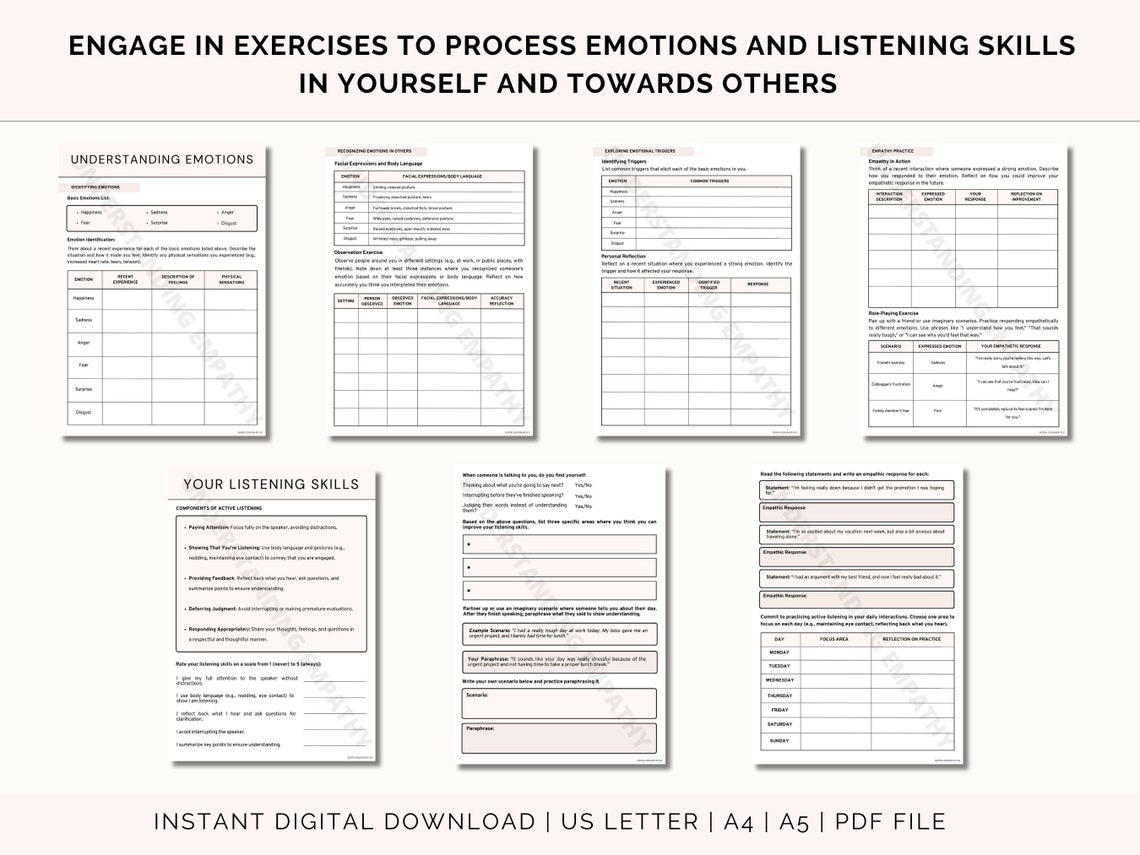 Empathy Activity Workbook, Relationship Building, Empathy Skills ...