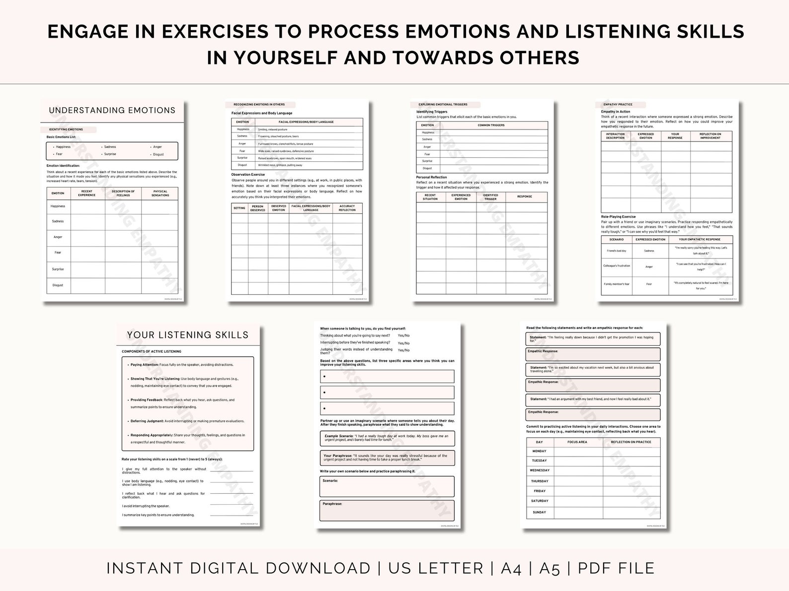 Empathy Activity Workbook, Relationship Building, Empathy Skills ...