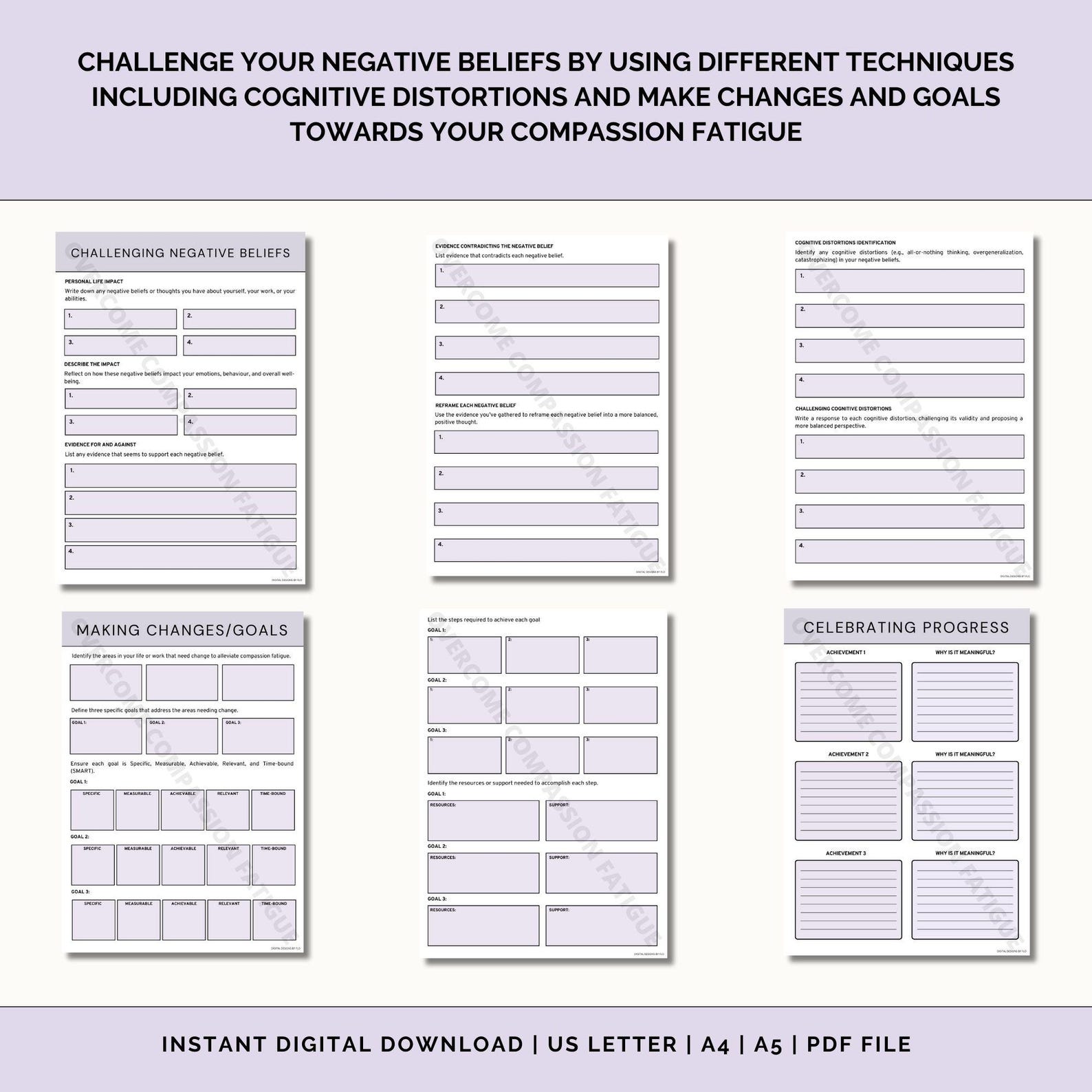 Compassion Fatigue Workbook, Burnout Recovery, Self Compassion Toolkit ...