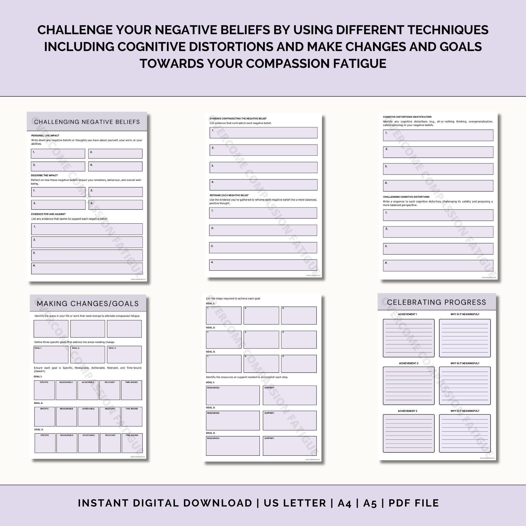 Compassion Fatigue Workbook, Burnout Recovery, Self Compassion Toolkit ...