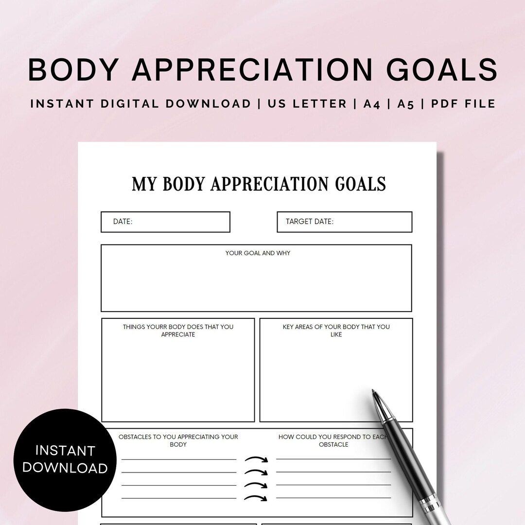 Goal Setting for Body Image, Body Image Worksheet, Body Positivity ...