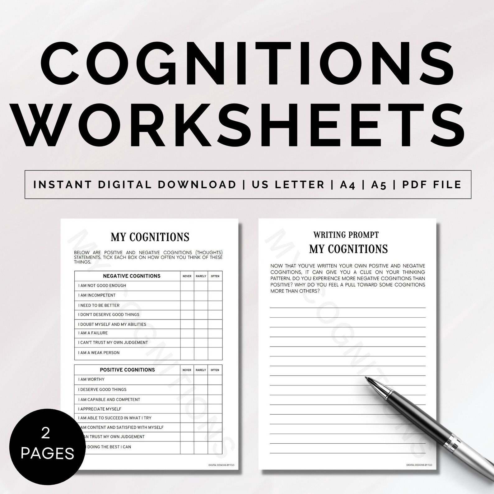 Cognitive Behavioural Therapy Worksheets, Thought Challenging ...