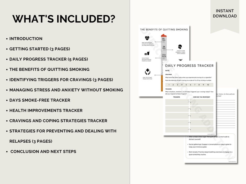 Quit Smoking Journal, Quitting Nicotine, Weekly Progress Tracker ...