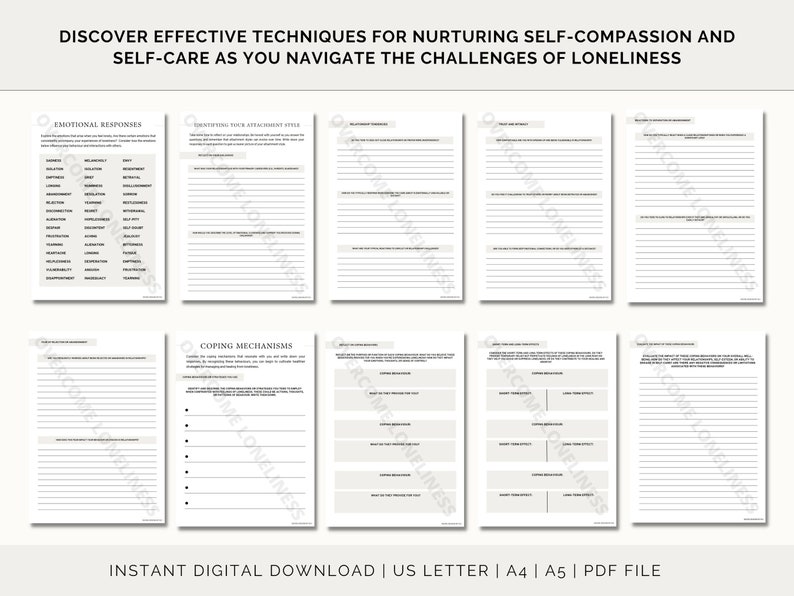 Overcome Loneliness Workbook Printable, Dealing With Loneliness, People ...