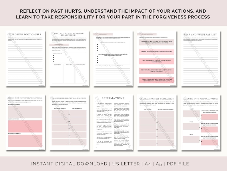 Forgiveness Workbook Printable, Forgiveness Worksheet, Forgiveness ...