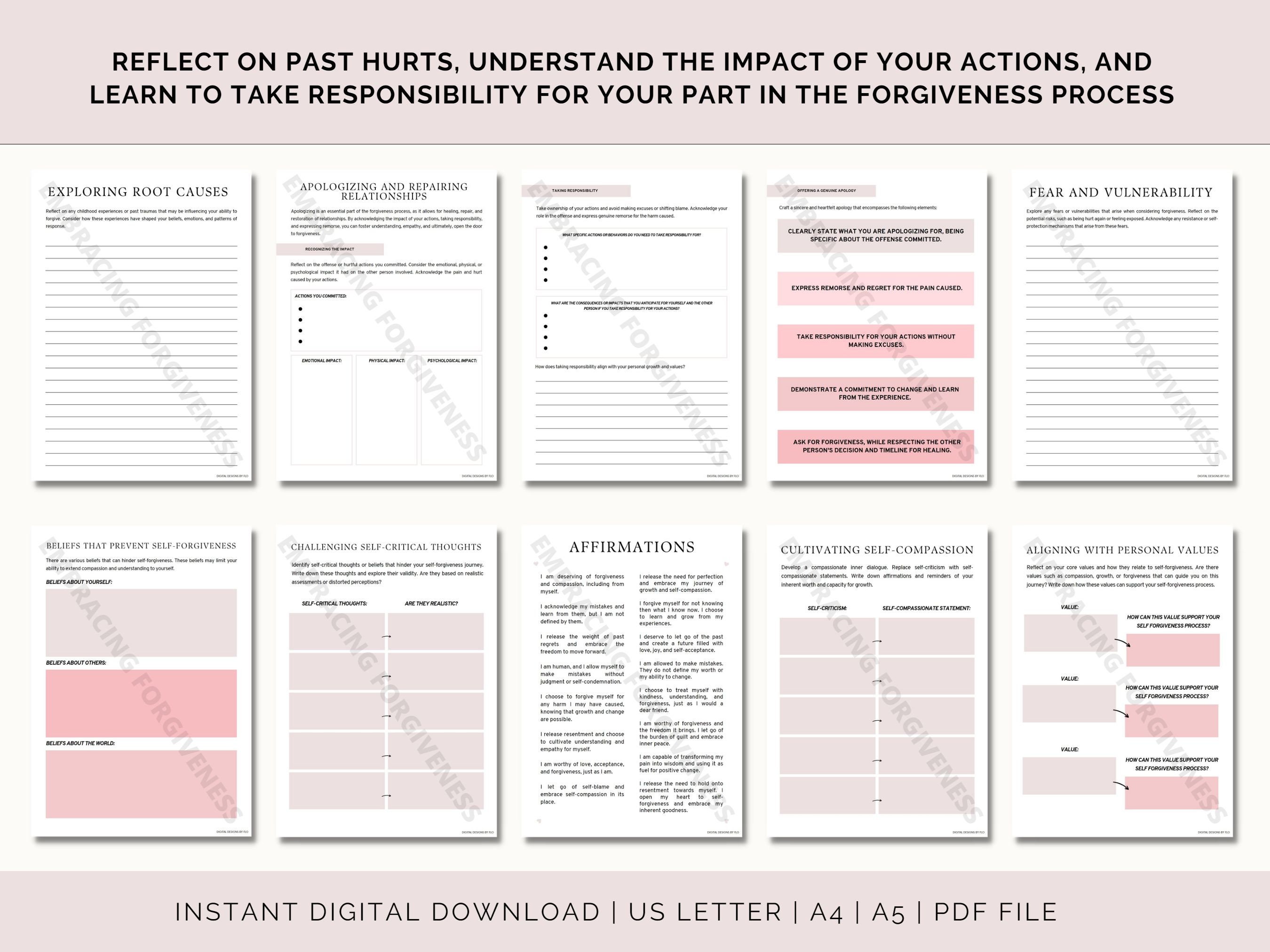 Forgiveness Workbook Printable, Forgiveness Worksheet, Forgiveness ...