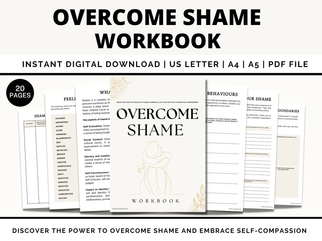 Overcome Shame Workbook Printable, Shame, Guilt, Embarrassment Distinct ...