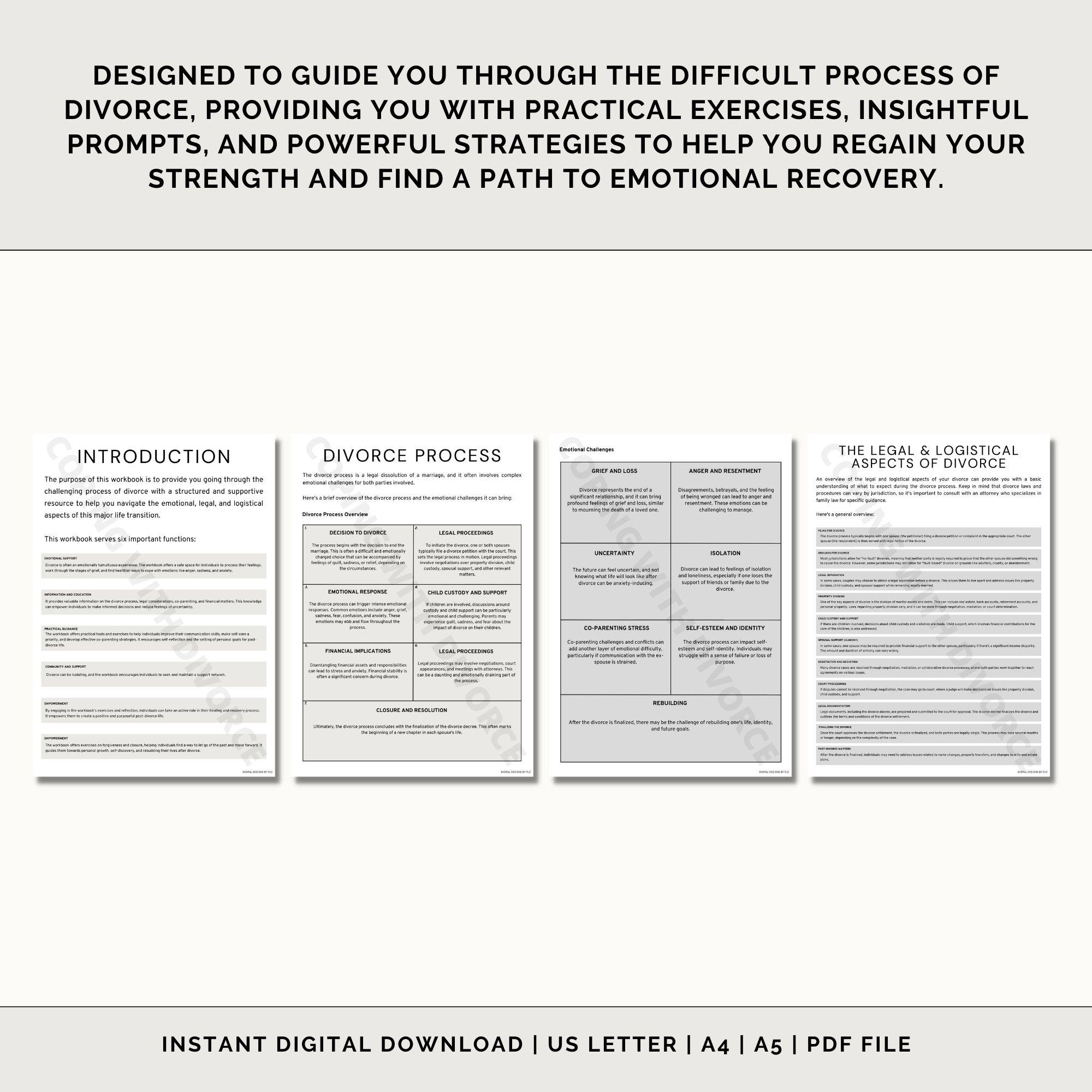 Divorce Therapy Workbook, Coping With Divorce for Adults, Breakup ...