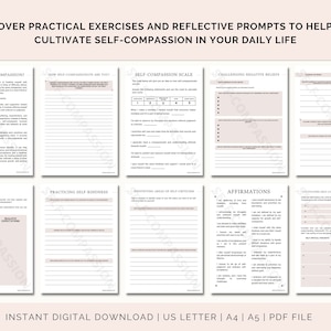 Self-compassion Workbook Printable, Self Care Journal, Therapy ...