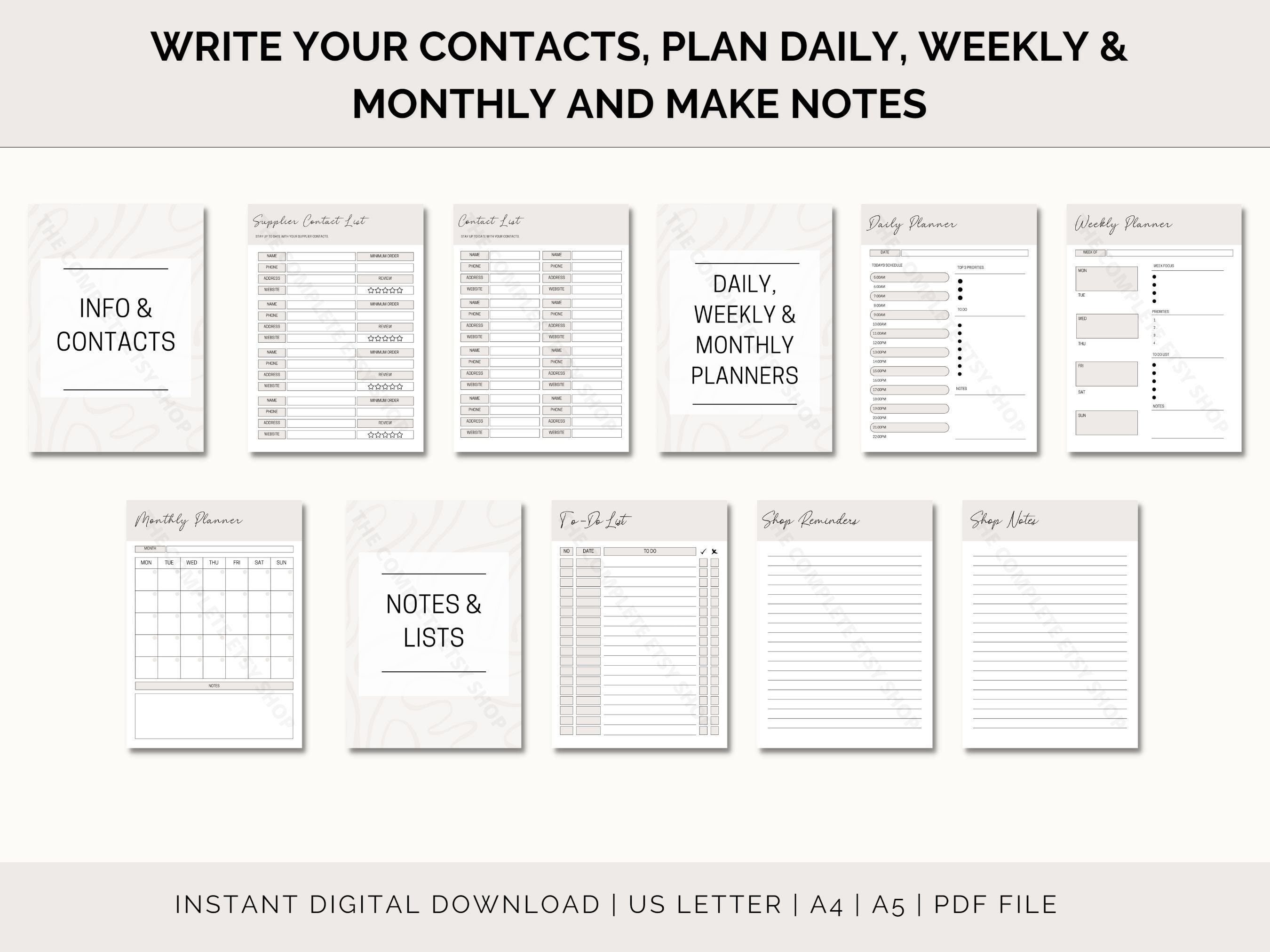 Etsy Shop Planner Printable Etsy Business Plan Etsy Seller Planner