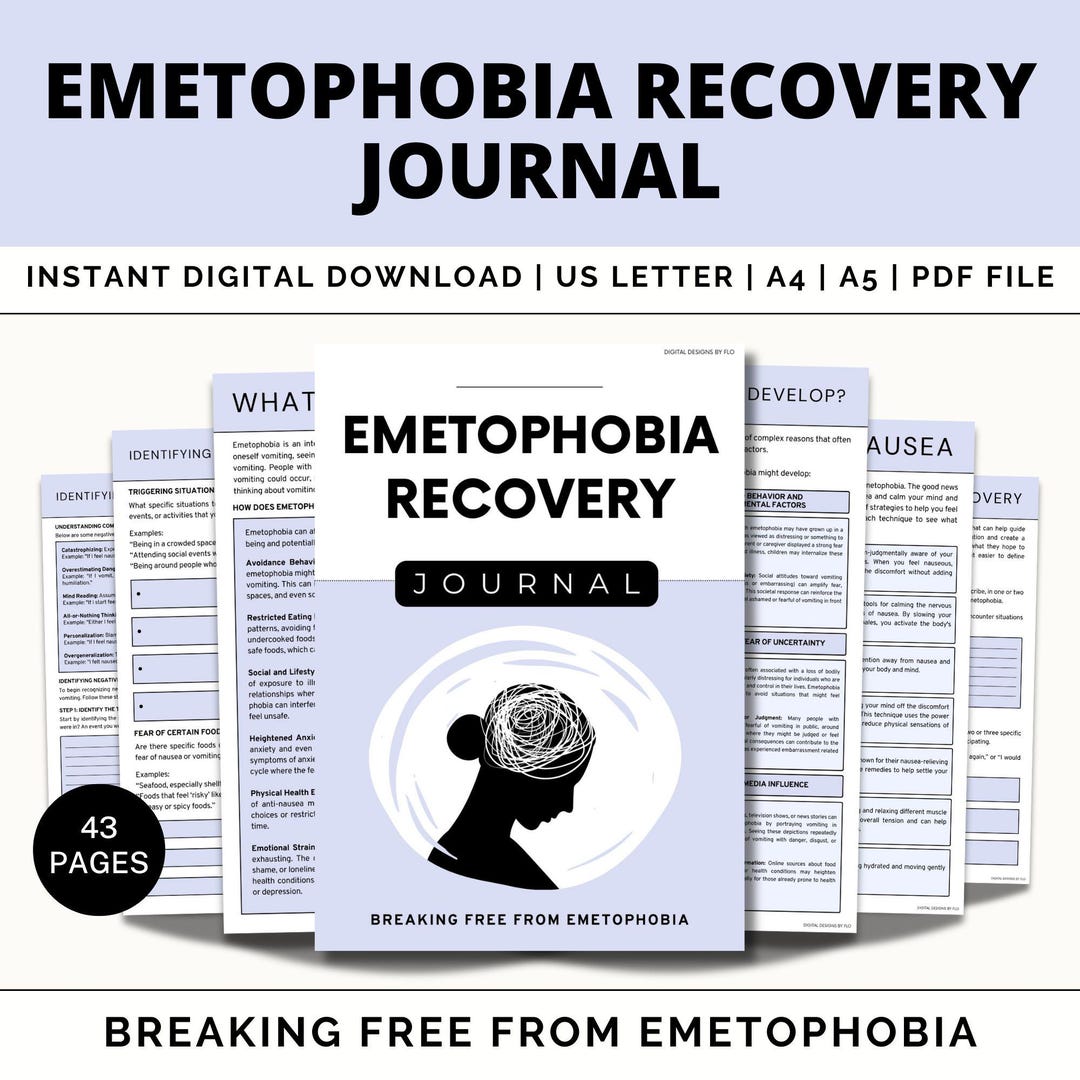 Emetophobia Recovery Journal, Phobia Worksheets for Managing Anxiety ...