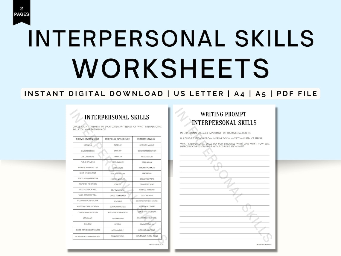 Printable Interpersonal Skills Worksheets, Communication Journal, CBT ...