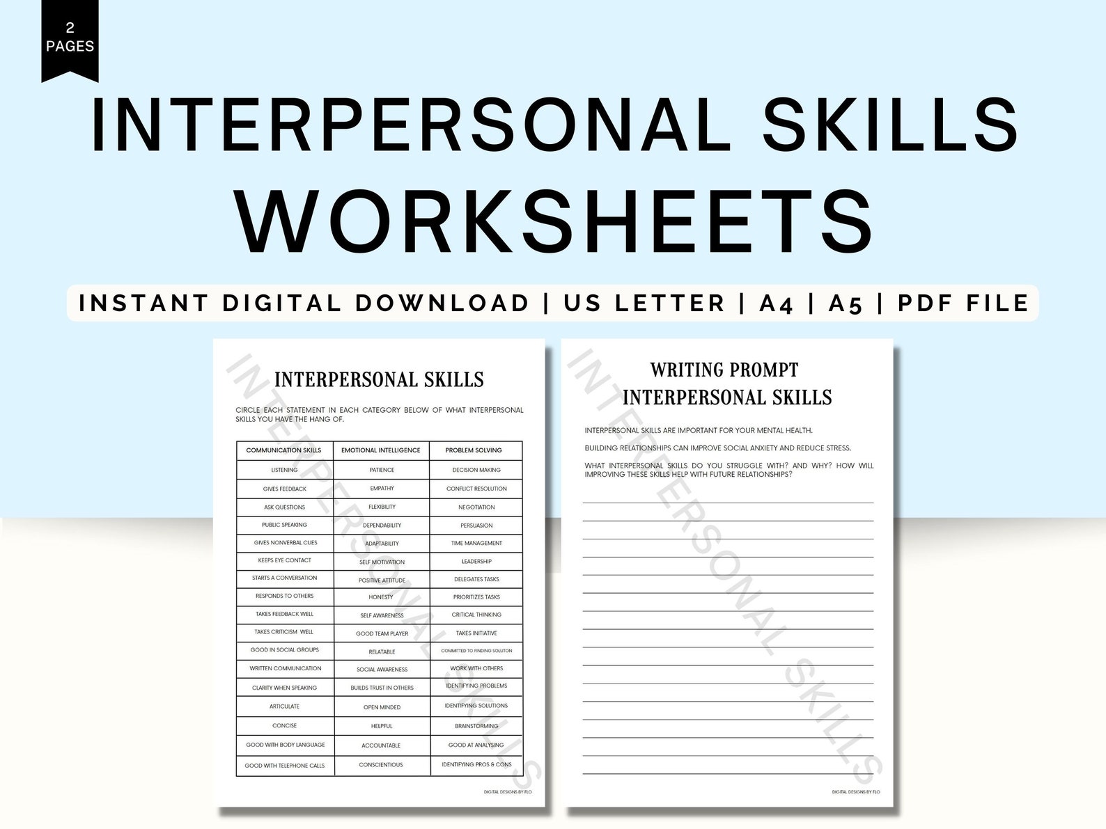 Printable Interpersonal Skills Worksheets, Communication Journal, CBT ...